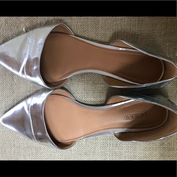 J. Crew | Shoes | Jcrew Metallic Silver Pointed Toe Flats | Poshmark